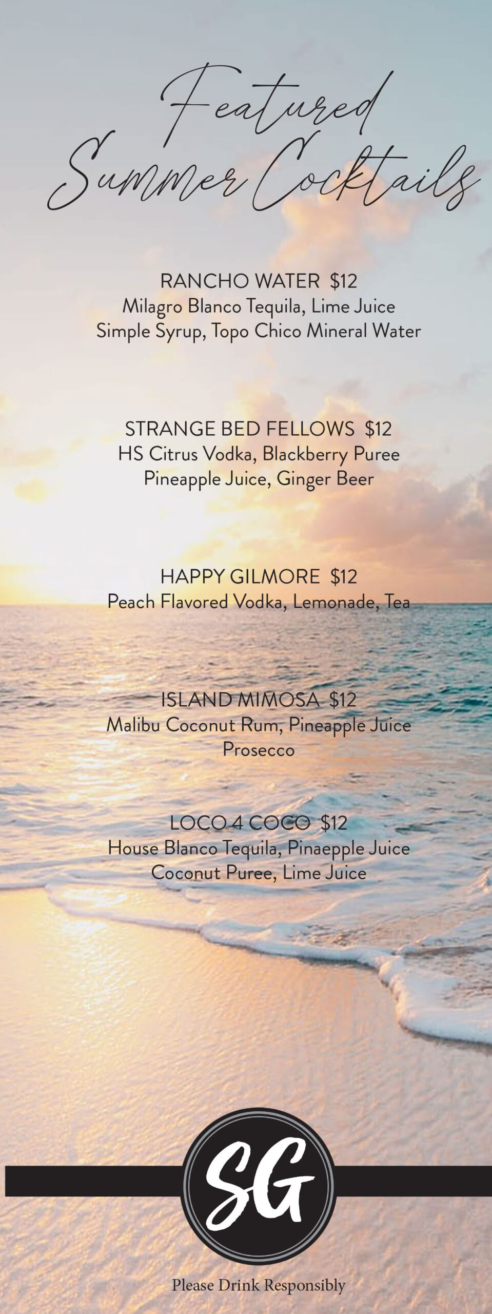 Summer Cocktail Menu - Summit Grill Kitchen Cocktails