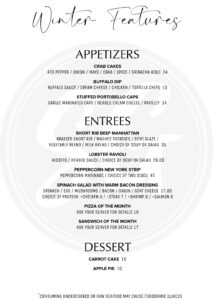 Winter Limited Features Menu - Summit Grill Kitchen Cocktails